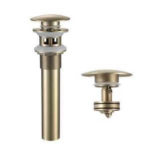 indare bathroom sink drain with strainer basket anti clog pop up drain stopper vanity vessel sink with overflow，brushed gold