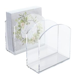 pitbvo napkin holder, 2 pack clear acrylic napkin holder for table,tissue paper cocktail napkin holder for kitchen, dinner napkin dispenser for bar, restaurant