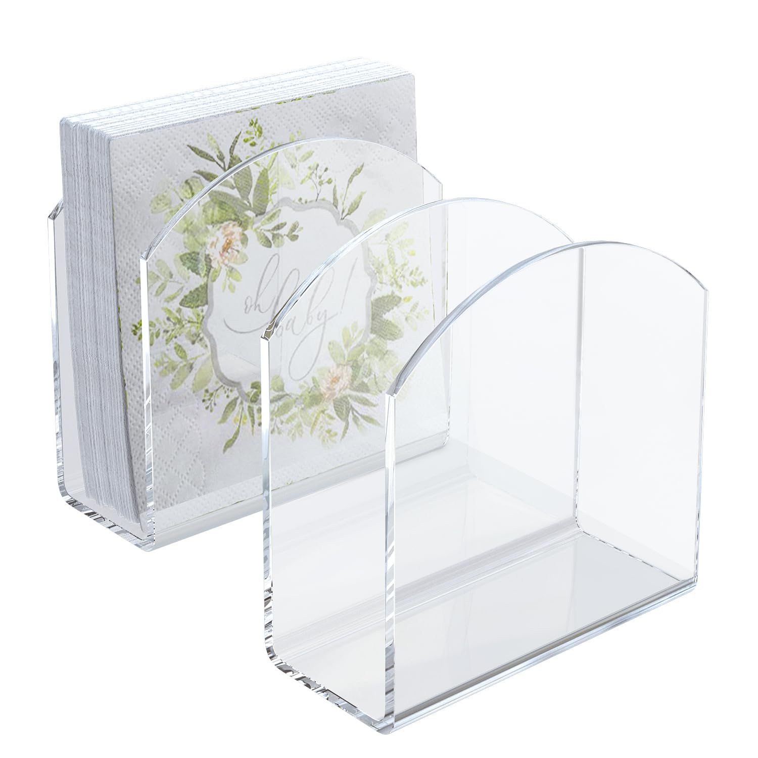 PITBVO Napkin Holder, 2 Pack Clear Acrylic Napkin Holder for Table,Tissue Paper Cocktail Napkin Holder for Kitchen, Dinner Napkin Dispenser for Bar, Restaurant