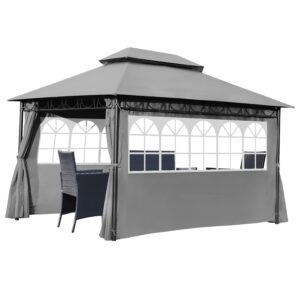 gazebo for patio outdoor gazebo canopy uv protection canopy tent for party patio bbq for patio/outdoor/wedding parties and events (10'x13', grey)