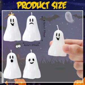 Jutom 20 Pcs Halloween Ghost Candles Mini Pumpkin Burning Candles Cute Halloween Decorations Soy Wax Spooky Candle Decorative Candles for Halloween Party Bedroom Table Decorations(Expression Style)