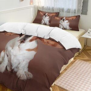 Basset Hound Dog Flying Ears 3 Piece Comforter Sets Bed Set Sheet and Pillowcases 1 Duvet Cover and 2 Pillowcases