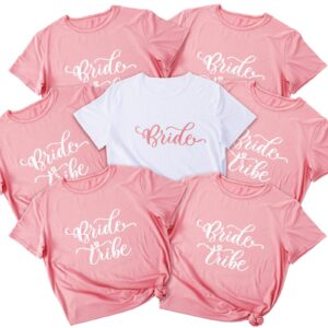 leumoi 7 pcs bachelorette party tee shirt funny bridal party gift bride and bridesmaid t shirt bridesmaid proposal gift bridal team wedding t shirt for women