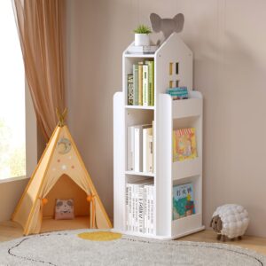 nisorpa rotating bookshelf 360° display floor standing bookcase freestanding storage organizer holder book rack for kids multi-functional bookshelf organizer 37.4'' x 13.38'' x 13.38''