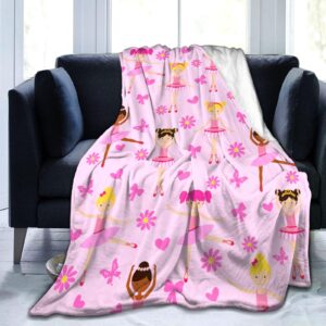 cute girl ballerina blanket super soft warm flannel throw blankets dance blankets for sofa couch bed decoration girls adult all season gifts 50"x40"