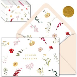 gooji 4x6 prairie beyond grateful floral thank you cards with envelopes baby shower thank you cards girl (bulk 20-pack) watercolor, bridal shower, weddings, small business