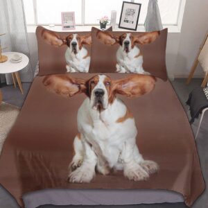 basset hound dog flying ears 3 piece comforter sets bed set sheet and pillowcases 1 duvet cover and 2 pillowcases