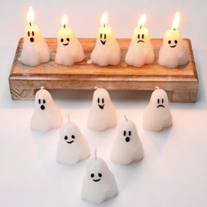 jutom 20 pcs halloween ghost candles mini pumpkin burning candles cute halloween decorations soy wax spooky candle decorative candles for halloween party bedroom table decorations(expression style)