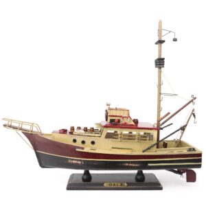 nautimall jaws orca wooden ship model shark fishing boat pre-assembled antique finish sailboat decor (orca-15inch)