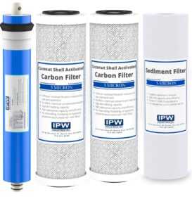 ipw industries inc. | complete reverse osmosis water filter replacement kit for krystal pure kr15 - membrane filter, carbon block filters, polypropylene sediment filter for efficient water filtration