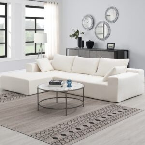 olodumare 109" two section modular sectional sofa, oversize convertible modern l shaped corner couch for living room, chenille fabric, off white