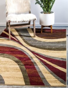 unique loom barista collection area rug - ngada (7' 1" x 10' rectangle, beige/red)