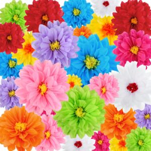 27 pcs mexican flowers party decoration fiesta tissue paper fiesta colorful crepe paper flowers for floral backdrop wedding birthday craft wall 8" 10" 12"