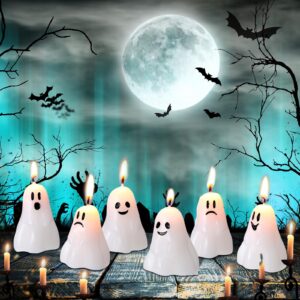 Jutom 20 Pcs Halloween Ghost Candles Mini Pumpkin Burning Candles Cute Halloween Decorations Soy Wax Spooky Candle Decorative Candles for Halloween Party Bedroom Table Decorations(Expression Style)