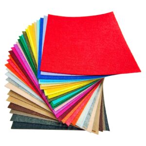 jtnohx felt sheets, 32 pcs felt fabric, 5"×5" color felt for crafts, stiff craft felt square for for sewing and festivals party