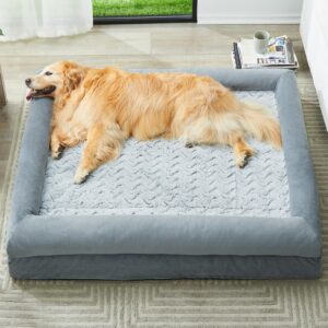 wnpethome orthopedic dog beds for large dogs, extra large waterproof dog couch with removable washable cover & anti-slip bottom, xl dog crate bed with sides