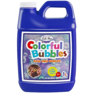 lulu home bubble concentrated solution, 1 l/ 33.8 oz bubble refill solution for kids bubble machine, giant bubble wand, bubble blower toys, halloween party favors (dark blue)