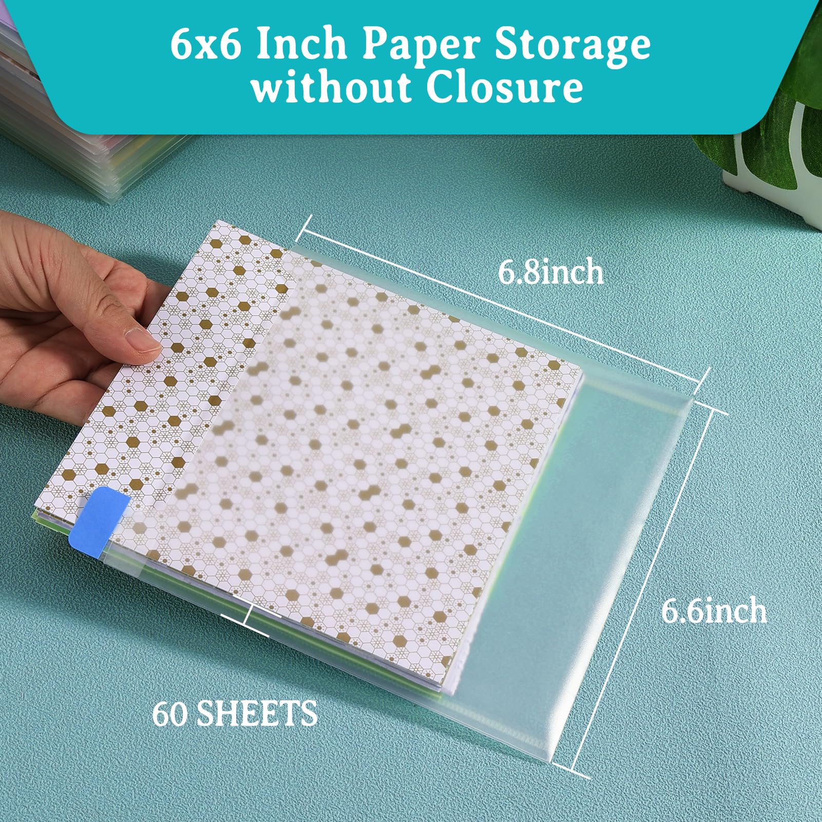 Caydo 36PCS 6x6inch Scrapbook Paper Storage, with 60PCS Sticky Index Tabs for Holding Scrapbook Paper, Cardstock, Vinyl Sheets