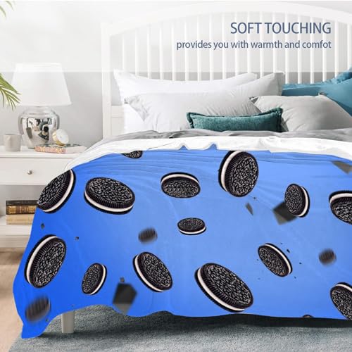 Chocolate Chip Cookies Blanket Gift for Boys Girls Lightweight Food Flannel Throw for Couch Sofa Bed Office Used for All Season Microfiber Polyester