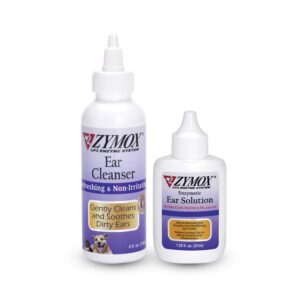 pet king brands zymox ear solution w/ .5% hydrocortisone and cleanser bundle