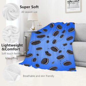 Chocolate Chip Cookies Blanket Gift for Boys Girls Lightweight Food Flannel Throw for Couch Sofa Bed Office Used for All Season Microfiber Polyester