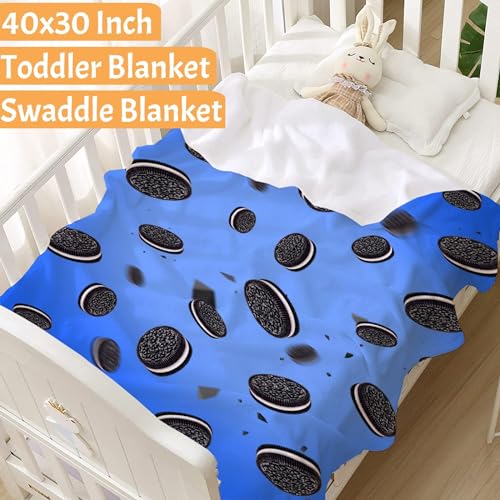 Chocolate Chip Cookies Blanket Gift for Boys Girls Lightweight Food Flannel Throw for Couch Sofa Bed Office Used for All Season Microfiber Polyester