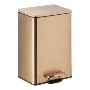 dypasa garbage recycling bin metal pedal bin,step trash can trash bin，kitchen trash can with lid，for patios, kitchens, and outdoor entertaining kitchen trash can (color : gold)