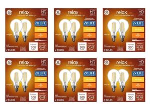 ge (case of 12 bulbs) relax led 40 watt equivalent, dimmable, warm white a15 led light bulb candelabra base