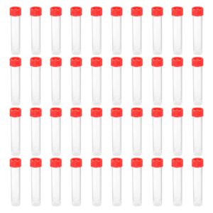 patikil 20ml plastic test tubes, 40 pack frozen test tube vial container storage screw cap for lab laboratory science, red clear