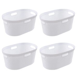 ponpong 42 l plastic laundry hamper, plastic laundry basket with cut-out handles, 4 packs