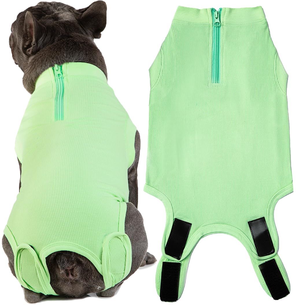 Wabdhaly Dog Surgery Recovery Suit for Female Spay,Puppy Surgical Recovery Zip Up Suit,Anti-Licking Bodysuit for Abdominal Wounds,Cone Alternative Recovery Blank Suit for Dogs