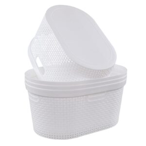 vcansay 42 l hip hugger laundry basket, white plastic dirty clothes basket, 4-pack