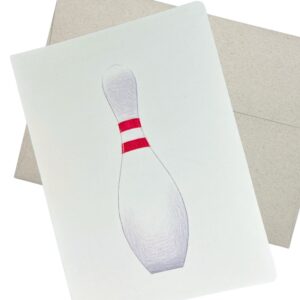 bowling birthday card (5x7 inch and blank inside) for bowlers who love bowling alleys and bowling gifts - 104