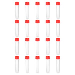 patikil 20ml plastic test tubes, 20 pack frozen test tube vial container storage screw cap for lab laboratory science, red clear