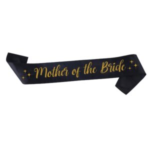 mother of the bride sash - black & gold wedding sashes | bridal shower bridesmaids set ceremony decorations groom women supplies tribe favors gifts wedding party accessories brides gift favor decor