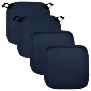 easy-going patio cushion covers 22x20x4 inch 4 pack, linen look outdoor water resistant chair seat cushion slipcover with zipper for outdoor furniture, covers only! navy