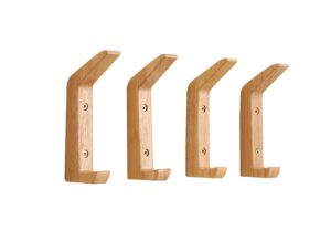 familleelement coat hooks, wall hooks for hanging, set of 4 pure wood clothes hooks, wall coat hooks, hooks for hanging coats, hanging bathroom towels clothes hanger