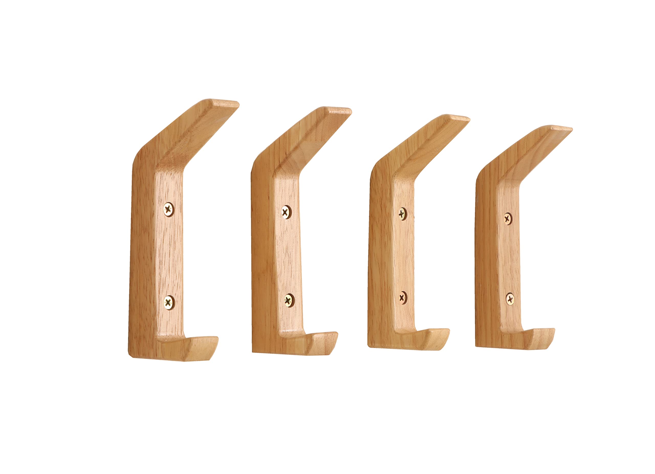 FamilleElement Coat Hooks, Wall Hooks for Hanging, Set of 4 Pure Wood Clothes Hooks, Wall Coat Hooks, Hooks for Hanging Coats, Hanging Bathroom Towels Clothes Hanger