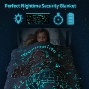 Glow in The Dark Mermaid Blanket Throw Gifts for Girls Kid Blankets Super Soft 3 4 5 6 7 8 9 10 Year Old Girl Gift Ideas Girls Toys Age 6-8 Mermaid Toys Halloween Christmas Birthday Gifts 50"x 60"