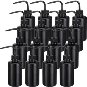 18 pcs tattoo wash bottle plastic squeeze bottle 250 ml squirt bottle bulk lash water bottle with narrow mouth scale labels lab wash bottles cleaning water tools, plant irrigation (black)