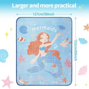 Glow in The Dark Mermaid Blanket Throw Gifts for Girls Kid Blankets Super Soft 3 4 5 6 7 8 9 10 Year Old Girl Gift Ideas Girls Toys Age 6-8 Mermaid Toys Halloween Christmas Birthday Gifts 50"x 60"