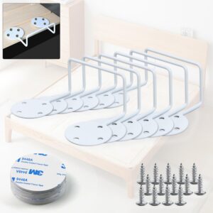 non slip mattress slide stopper, retainer bar anti-slip baffle secure grip fits most wooden bed frames easy installation metal pad gripper 6pcs white