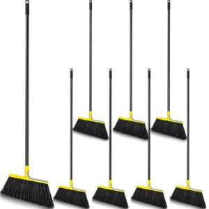 roshtia 8 pcs heavy duty broom set 58 inch outdoor indoor broom commercial stiff broom with long handle angle broom garage broom concrete broom outside broom outdoor brooms for sweeping patio (yellow)