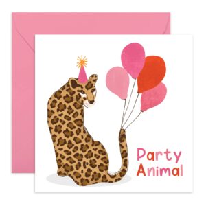 central 23 greeting cards birthday - party animal - safari animal - cheetah - birthday card for female friends - gifts for women her - comes with fun stickers