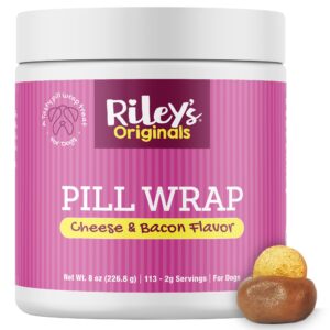 riley's pill wrap for dogs - delicious cheese & bacon flavored pill paste for dogs - wrap pills, capsules, tablets in a pocket or pouch to mask the taste & make medicating easy - 8 oz