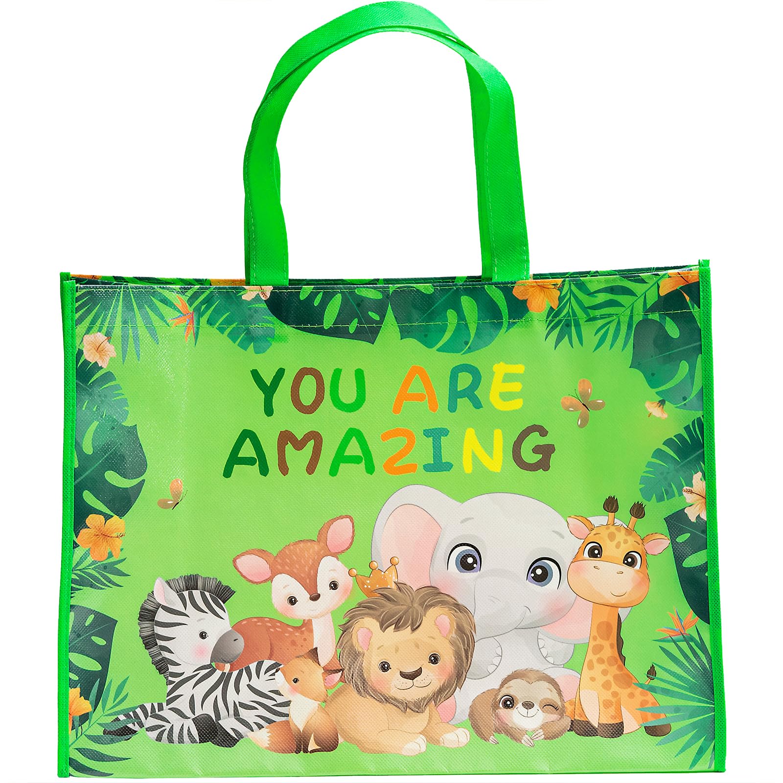 Loveinside Large Recycled Gifts Bags with Handles, Kids Reusable Birthday Party Gift Bag, Shopping Bag - 16" x 6" x 12", 1 Pcs - Animal