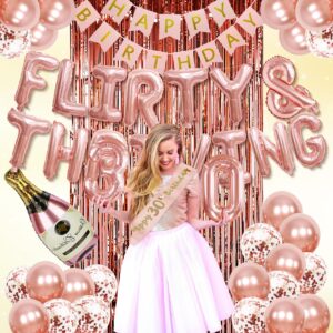 30 Flirty And Thriving Balloons Thirty Flirty And Thriving Decorations For Her 30 Balloons For Women Rose Gold Flirty Thirty Birthday Decorations Dirty Happy 30th Birthday Decorations Banners