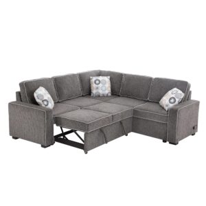 LUMISOL U Shaped Modular Sectional Sofa with Wide Chaise Lounge, Oversized Modern Sofa with Solid Wood Legs Support, Upholstered Fabric Sofa for Living Room, Office, Spacious Space