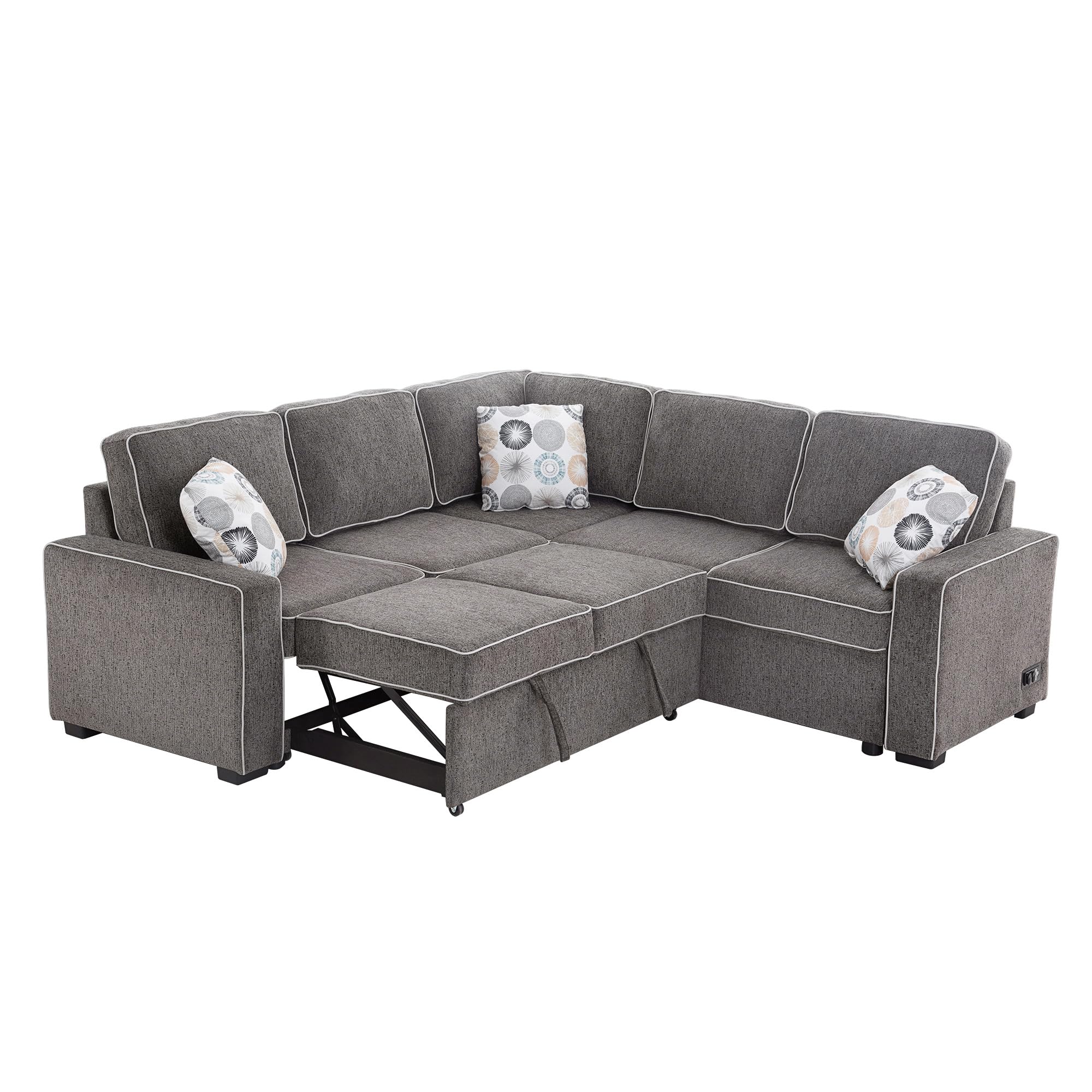 LUMISOL U Shaped Modular Sectional Sofa with Wide Chaise Lounge, Oversized Modern Sofa with Solid Wood Legs Support, Upholstered Fabric Sofa for Living Room, Office, Spacious Space