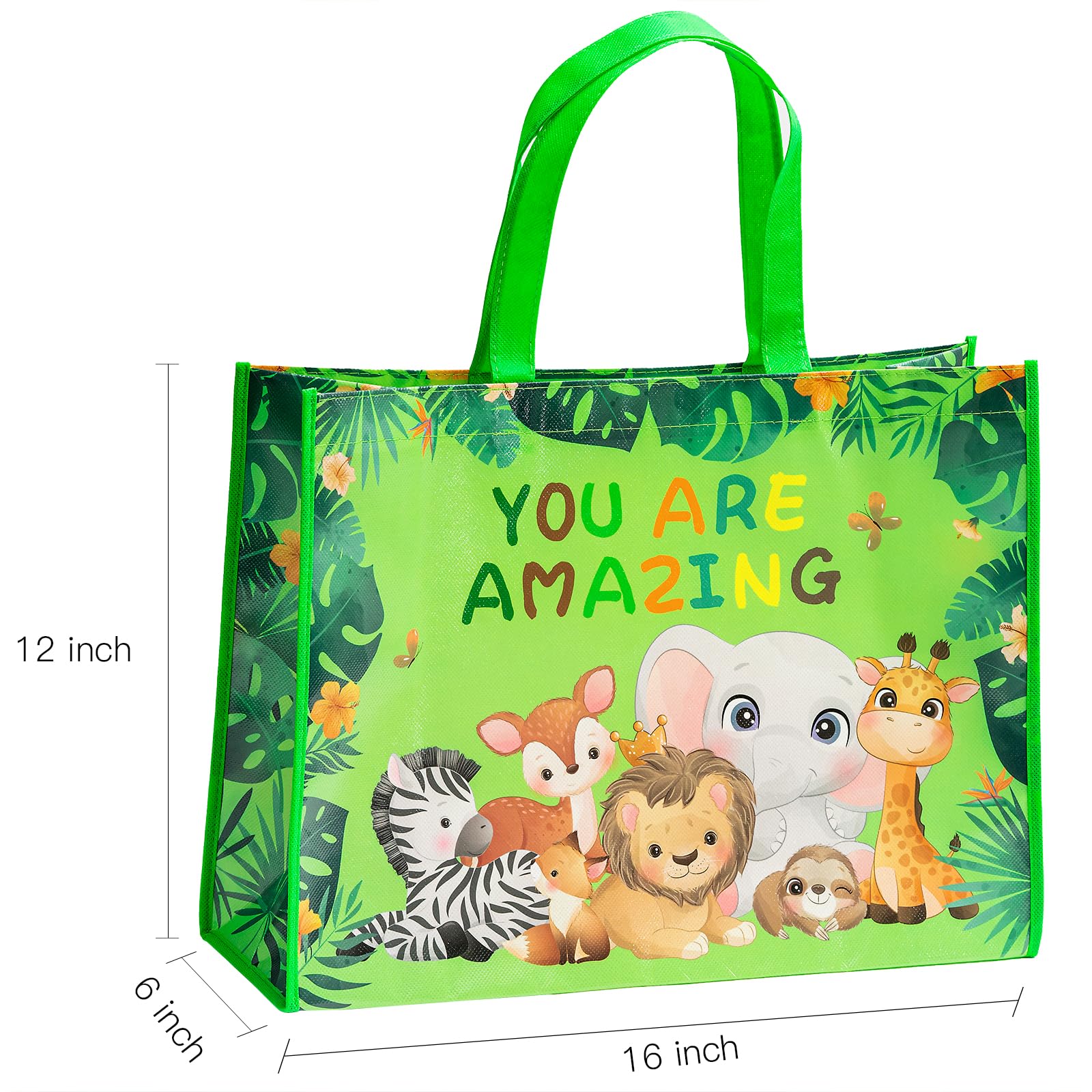 Loveinside Large Recycled Gifts Bags with Handles, Kids Reusable Birthday Party Gift Bag, Shopping Bag - 16" x 6" x 12", 1 Pcs - Animal